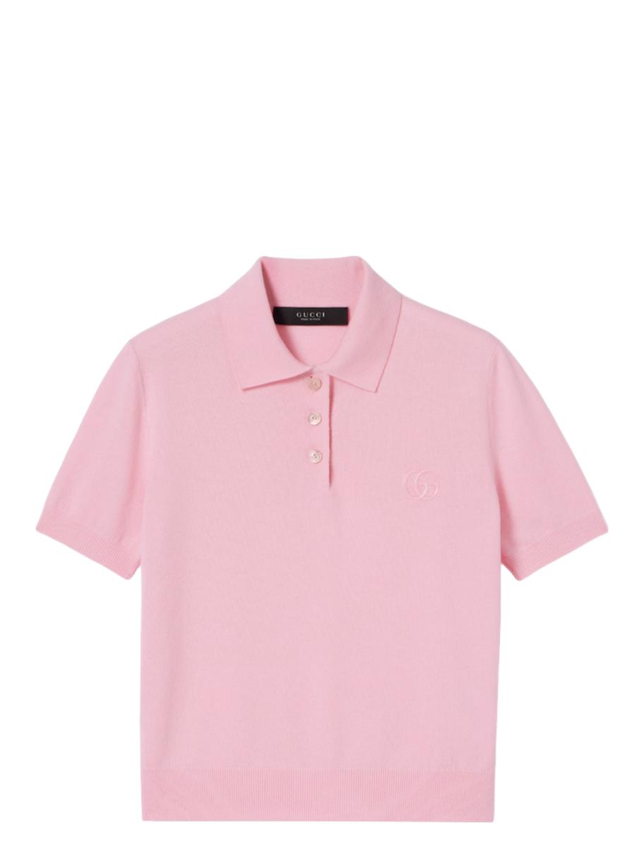 GUCCI Gucci Embroidered Wool Knit Polo Shirt